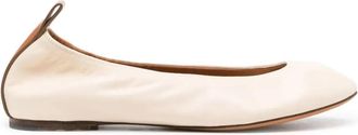 Lanvin Low-Top Sneaker - The Nappa Leather Logo Ballerina Flat - Gr. 38 (EU) - in Beige - für Damen