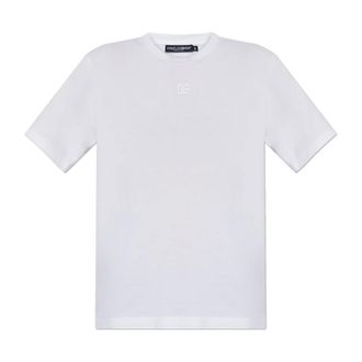 Dolce & Gabbana Femme, Tops, Blanc, Taille: 34 FR T-shirt coupe droite avec broderie DG