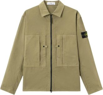 Stone Island Homme, Vestes, Vert, Taille: XL Chemise Veste Confortable Zipp&eacute;e