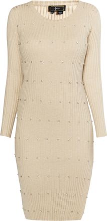 Faina Rippstrickkleid mit Strasssteinen Damen H&ouml;llenbeige