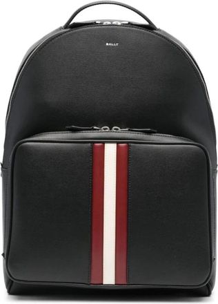 Bally Homme, Sacs, Noir, Taille: ONE Size Sac &agrave; dos en cuir noir avec logo imprim&eacute;