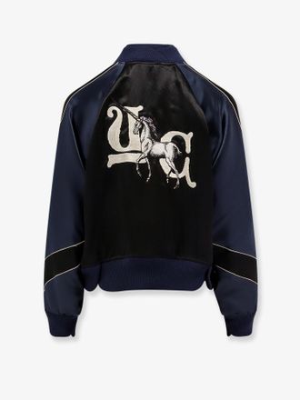 Undercover Womens Satin Bomber Jacket Blue Acetate