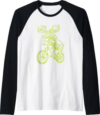 Seembo Elch Ride Bike Cool Animal Lustiges Fahrrad Niedlich Biker Radfahren Raglan
