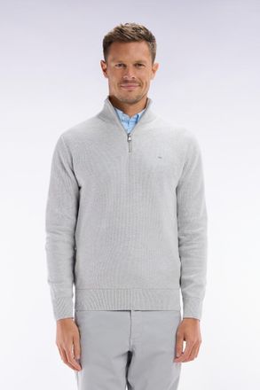 Eden Park Pull Col Camionneur En Coton Nid Dabeille Gris Coupe Droite