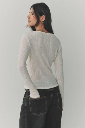 Next Strickjacke Lang&auml;rmelige, gekn&ouml;pfte Strickjacke mit Struktur (1-tlg)