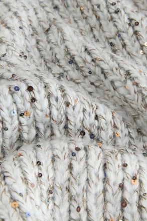 Next V-Ausschnitt-Pullover Grobstrickpullover mit Pailletten und V-Ausschnitt (1-tlg)