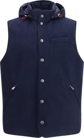 Brunello Cucinelli Bonded Wool Flannel Down Vest - - Jackets - Herren - Blau - 2XL