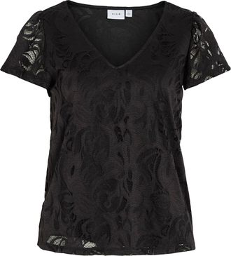 Vila Female Oberteil mit kurzen &Auml;rmeln VISTASIA V-Ausschnitt