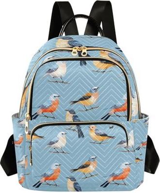 Mnsruu Mini sac à dos pour femme Motif oiseau Bleu Petit sac à dos tendance Sac à dos décontracté, Multi391, M