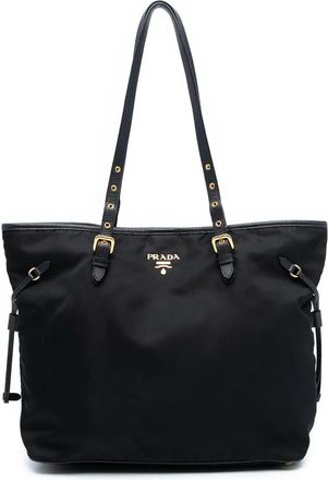 Prada Shopper - Saffiano Trimmed Tessuto Tote - Gr. unisize - in Schwarz - f&uuml;r Damen