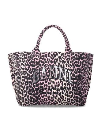 Ganni Shopper & Totes - Leopard Print Sequin Xxl Tote Bag With Sturdy Hand - Gr. unisize - in Grau - f&uuml;r Damen