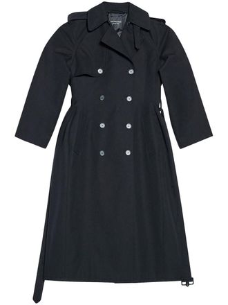 Balenciaga trench crois&eacute; &agrave; col lavalli&egrave;re - Noir