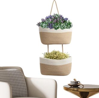 Generico Wand-Organizer aus gewebter Baumwolle - H&auml;ngeaufbewahrung mit 2 Ebenen, elegante dekorative Wand-Organizer | Perfekt f&uuml;r Badezimmer, Schlafzimmer, Woh