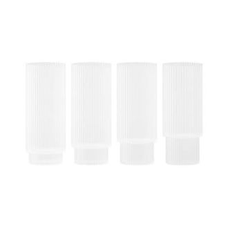 Ferm Living Verre long drink Ripple - Blanc - Verre soufflé bouche
