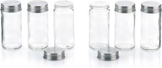 KELA Gewürzgläser mit Streueinsatz 6 teilig, Gewürzstreuer fein & grob, Edelstahldeckel, Gewürzglas rund, Gewürzdosen Set, FIDELIS