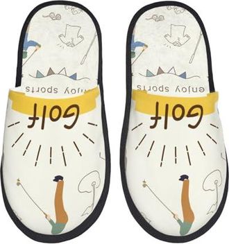 Generic Icônes De Golf Et Imprimé Golfeur Pantoufles Moelleuses Confort Pantoufles En Peluche Chauds Chaussures Pour Unisex Extérieur Femme L