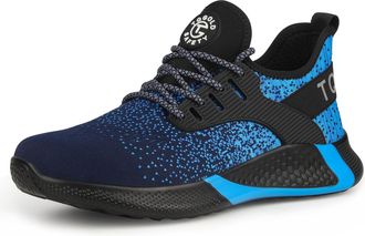 TQGOLD Sicherheitsschuhe Herren Damen Leicht Arbeitsschuhe Sportlich Schutzschuhe Stahlkappenschuhe rutschfest Atmungsaktiv (Gr&ouml;&szlig;e 41EU,Blau)