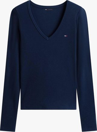 Tommy Hilfiger T-shirt c&ocirc;tel&eacute; &agrave; col V en coton m&eacute;lang&eacute;