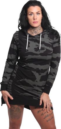 Yakuza Damen Afraid Allover Long Tail Lite Hoodie Kleid