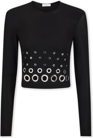 Paco Rabanne Femme, Tops, Noir, Taille: 40 FR Black Long Sleeved Crop TOP IN Jersey Second Skin
