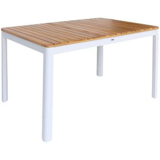 Sweeek Sweeek - Table de jardin 6 places en acacia blanc - Coins arrondis - Dimensions 120 x 80 x 75 cm - Id&eacute;ale pour repas en ext&eacute;rieur