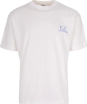C.P. Company C.p. Company, Homme, Tops, Blanc, Taille: L T-Shirt Confort Logo 30/1 Jersey