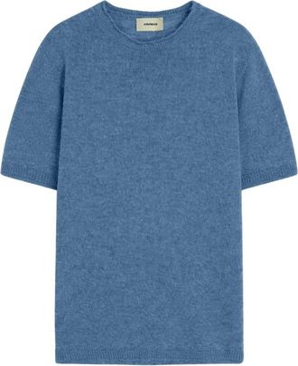 A Paper Kid Homme, Pulls, Bleu, Taille: M T-shirt en maille &agrave; col rond