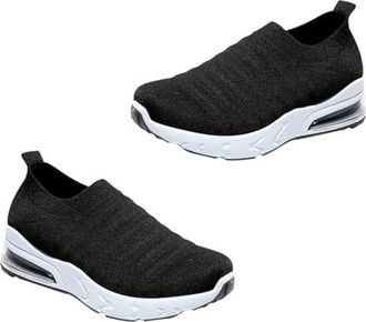 Yarnow Chaussures de Sport Respirantes Femme Baskets Tiss&eacute;es Antid&eacute;rapantes Semelle Coussin&eacute;e pour Course et Marche Style D&eacute;contract&eacute; Noir