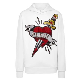 Philipp Plein Homme, Sweatshirts et sweats &agrave; capuche, Blanc, Taille: 4XL SweaT-shirt &agrave; capuche Love