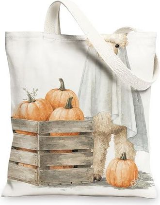 Generic Sacs fourre-tout fantaisistes en toile avec illustration de citrouille vintage, réutilisables, légers et lavables à bandoulière pour le shopping, les 