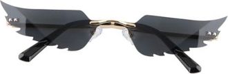 PartyKindom Lunettes de Soleil Ailées Angel Wing Unisexes Légères Monture Dorée et Verres Noirs Accessoires de Mode pour Fêtes et Tenues Urbaines
