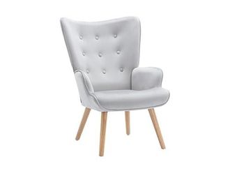 Vente-Unique Fauteuil en Velours Gris VATELY - Scandinave