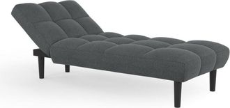 IDMarket Méridienne clic clac SALOME capitonnée 80 x 180 cm tissu gris anthracite