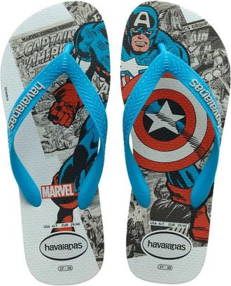 Havaianas Top Marvel Classics, Comfortable, Lightweight and Durable Flip-Flops, Marvel Superhero Comic Print, Child, türkis, 3.5/4 UK