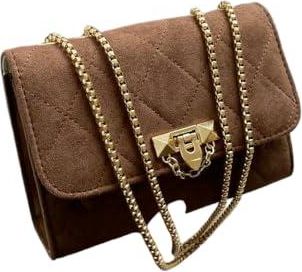 Generic NYSBH Sacs &agrave; rabat vintage pour femme Couleur unie Petit sac &agrave; bandouli&egrave;re Cha&icirc;ne Sac sous les bras Sac en daim Sac &agrave; bandouli&egrave;re pour femme