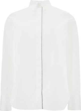 Brunello Cucinelli Femme, Blouses et Chemises, Blanc, Taille: 40 FR Chemise en popeline de coton