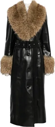 STAND Estella Faux-fur Belted Coat