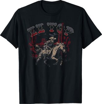 ZZ Top Skelly Cowboy T-Shirt Schwarz S Klassisch Crew-Ausschnitt Kurzarm Unisex Erwachsene Rock-Fans