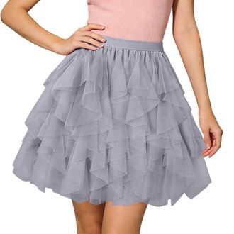 Generic Jupe Tulle Femme Tutu Jupe Jupes Femme Mini Festive &Eacute;t&eacute; - en Tulle &Eacute;tag&eacute;e A-Line Fluide pour Cosplay, Festivals Ou Journ&eacute;es Chaudes Ensoleill&eacute;es