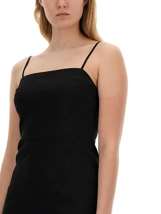 Theory Linen-Blend Midi Dress - Black
