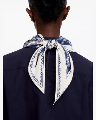 Arket Schal Aus Baumwolle Und Seide Mit Paisley-Muster -Blau