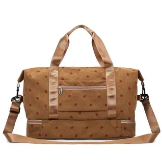 Generic Sac de sport de voyage pour femme et fille avec compartiment &agrave; chaussures, sac de sport spacieux pour voyage de nuit et loisirs, marron, 12.6*9.06*4.7