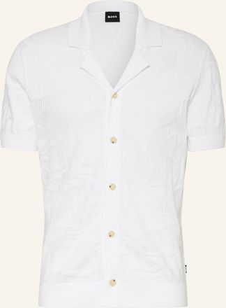 HUGO BOSS Strick-Resorthemd Noy Slim Fit weiss