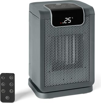 Amazon Basics Elektrische Heizung, tragbarer Keramik-Heizlüfter, 70° Oszillation, 1800W, 25cm, Grau