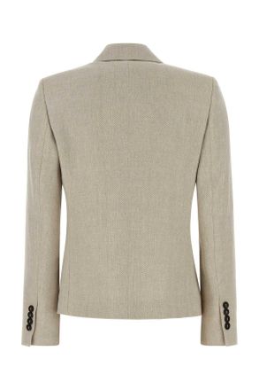 Brunello Cucinelli Womens Melange Sand Linen Blend Blazer C001 Exterior: Cotton Giacche E Gilet