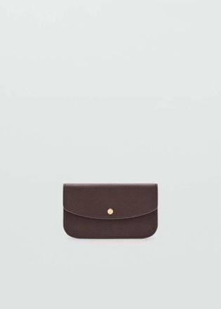 Mango Portefeuille rabat bouton chocolat - Femme - Taille unique - MANGO