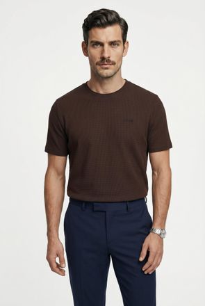 HUGO BOSS Pyjamaoberteil BOSS Waffle T-Shirt, Herren, Gr. XL, schwarz braun 207, Obermaterial: 60% Baumwolle, 40% Polyester, regular fit, Rundhals, Shirts