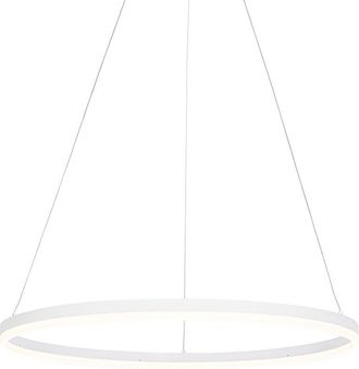 QAZQA Anello - led Dimmable Suspension variateur inclus - 1 lumi&egrave;re - &oslash; 80 cm - Blanc - Moderne - &eacute;clairage int&eacute;rieur - Salon i Chambre i Cuisine i Salle &agrave;