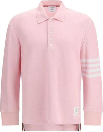 Thom Browne Homme, Tops, Rose, Taille: XL Polo en coton avec motif