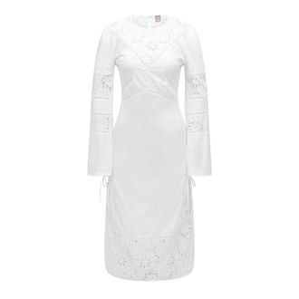 HUGO BOSS Midikleid f&uuml;r Damen, Baumwolle (Wei&szlig;)